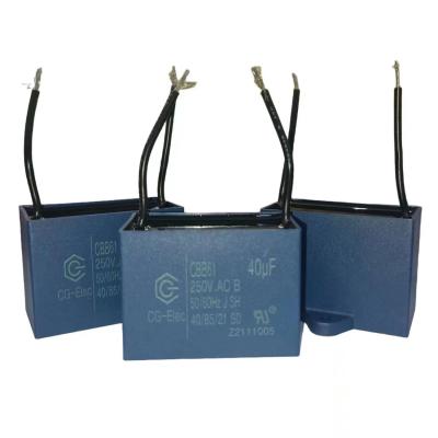 China CBB61 250V 40mfd Line Length 60 Ceiling Fan Capacitor Blue ROHS for sale