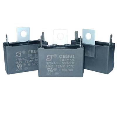 China CBB61 250V 2.0UF AC Motor Capacitor Running Capacitor 50 / 60HZ Celling Fan Staright Lug for sale
