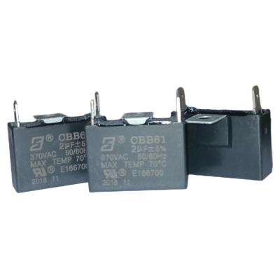 China CBB61 AC Starting Celling Fan Capacitor 370V 2.0UF Film Capacitor 250 Terminal for sale