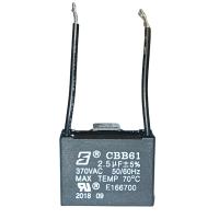China 370V 2.5mfd Self Healing CBB61 Fan Capacitor With Bent Iron Ear for sale
