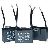 China 370V 2.5mfd Self Healing CBB61 Fan Capacitor With Bent Iron Ear for sale