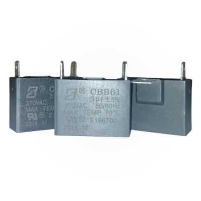 China CBB61 370V 3.0UF AC Starting Fan Capacitors 250 Terminal Max Temp 70 ℃ Bend Cutting Lug for sale