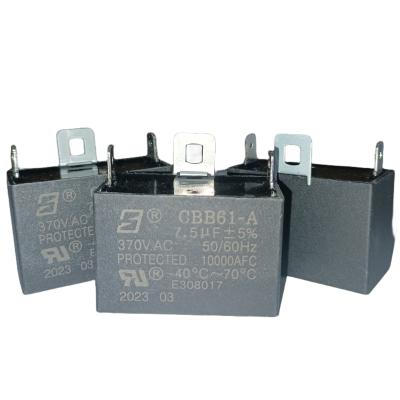 China Fan motor run capacitor  7.5UF 370V CBB61 Capacitor S3 Protected 10000AFC for sale