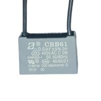 China CBB61 450V 0.5mfd Air Conditioner Fan Capacitor With 100 Line Length for sale