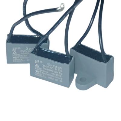 China CBB61 250V 2.0mfd 85 Line Length Ceiling Fan Capacitor With Plastic Triangles for sale
