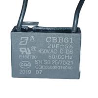 China CBB61 450V 2.0mfd Custom Capacitor With Bent Iron Ear With Location Hole for sale