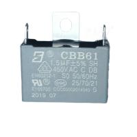 China CBB61 Motor Start Capacitor 450V 1.5UF Fan Capacitor Straight lug RoHS 25 / 70 / 21 for sale