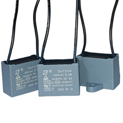 China CBB61 450V 3.0mfd 100 Line Length Ceiling Fan Capacitor B-Class S3 for sale