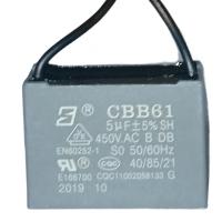 China CBB61 450V 5.0mfd B-Class Ceiling Fan Capacitor Plastic Triangles With Location Hole for sale