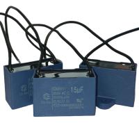 China CBB61 250V 15mfd Blue Ceiling Fan Capacitor With 200 Line Length VH Terminal for sale