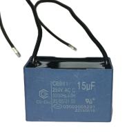 China CBB61 250V 15mfd Blue Ceiling Fan Capacitor With 200 Line Length VH Terminal for sale