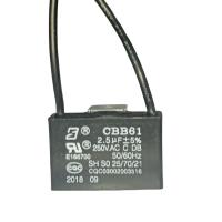 China CBB61 250V 2.5mfd Ceiling Fan Capacitor With Bent Iron Ear for sale