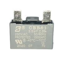 China CBB61 Air Conditioner Capacitor 250V 3.5mfd S3 Air Conditioner Capacitor With Bent Iron Ear 10000 Hours for sale