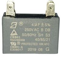 China CBB61 250V 4.0UF Capacitor Four Quick Connect Terminals Front Lug Black Epoxy for sale