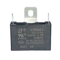 China CBB61 Motor Run Capacitor 250V 5.0UF Celling Fan Capacitor 187 Terminal 3000 Hours for sale