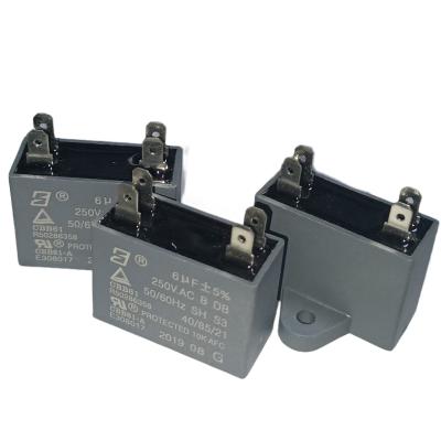 China CBB61 250V 6.0UF S3 Fan Explosion Proof Capacitor Self-Cealing B-Class RoHS for sale
