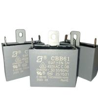 China CBB61 Air Conditioner Fan Capacitor 450V 6.0uF  ROHS S0 C-Class Two Qucik-Connect Teriminal for sale