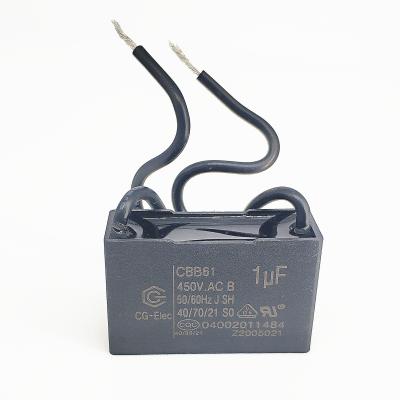 China CBB61 Air Conditioner Fan Capacitor 450V 1.0mfd 100 Line Length Self-Healing for sale