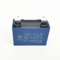 China CBB61 500V 5.0mfd Cooker Hood Capacitor Black Epoxy Blue PBT Case With Mounting Feet for sale