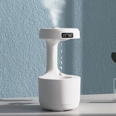 China Homefish OEM Water Drop Portable 800ml Anti-Gravity Humidifier with Digital Clock and USB Power 120×231mm for sale