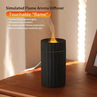 China Type C 100ml Flame Humidifier Fire Aroma Diffuser with 7 Color LED Light for Car Office for sale