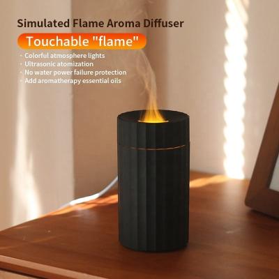 China Type C 100ml Flame Humidifier Fire Aroma Diffuser with 7 Color LED Light for Car Office for sale