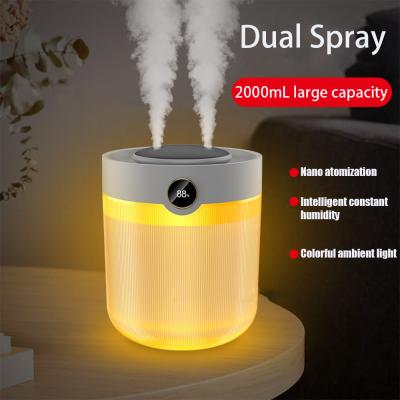 China 2L USB Silent Humidifier with Humidity Display Dual Spray 5W for Home Office for sale