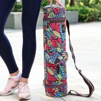 China Canvas Material Printed Yoga Bag , Sports Mat Bag Pilates Mat Backpack for sale