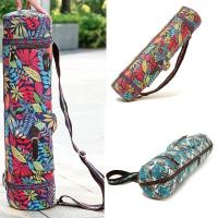 China Canvas Material Printed Yoga Bag , Sports Mat Bag Pilates Mat Backpack for sale