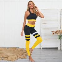 China Indoor Sports Fitness Apparel Yoga set Leggings Striped Patchwork Exercise Clothes for sale