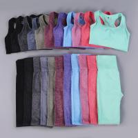 China Nylon Women's Yoga Apparel Set Gym Yoga Clothes Fitness Leggings + Cropped Shirts for sale