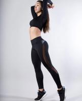 China Women Skinny Leggings Black Yoga Sport Pants Pu Leather Patchwork Lady Jogging Pants for sale