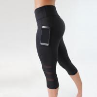 China Calf Length Yoga Pants Capri Sport Pants / Gym High Waisted Black Mesh Leggings for sale