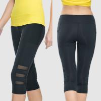 China Calf Length Yoga Pants Capri Sport Pants / Gym High Waisted Black Mesh Leggings for sale