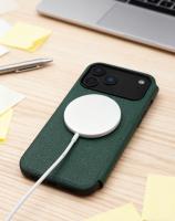 China Smooth Litchi Grain Leather Flip Case 2 Cards with Hidden Magnetic Closure for sale