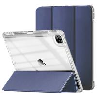 China Transparent Back iPad Tablet Case Shockproof with Tri Fold Stand for sale