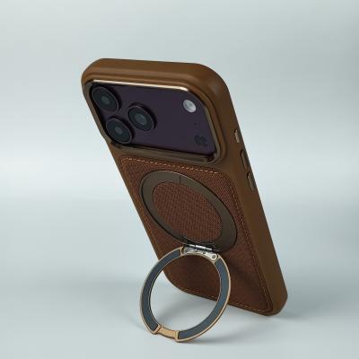 China 360° Rotatable Magnetic Ring Stand Leather Phone Case with Anti-slip & Anti-fingerprint Surface and Shockproof Drop Protection for sale