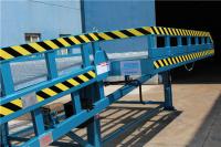 China Blue Hydraulic Mobile Yard Ramp For Container Truck Loading Or Work Shop Loading for sale