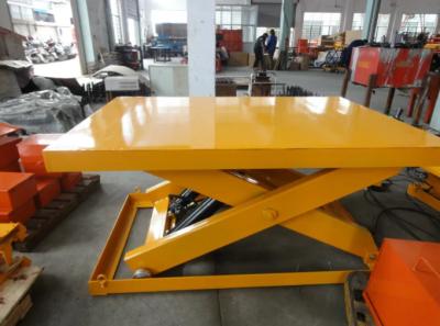 China Durable Stationary Hydraulic Lift Table For Warehouse Yellow for sale