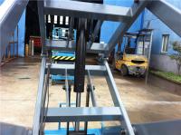 China 300kg Mobile Scissor Lift Rectangle Power Elevated Work Platform Blue for sale