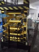 China Manual Pull Handle Mobile Boom Lift Hydraulic Scissor Lifter With Full Handrail for sale