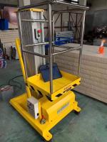 China Mast Type Hydraulic Aerial Work Platform Mobile Boom Lift Yellow Easy Move for sale