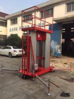China Outdoor Mobile Aerial Work Platform 10m Motorized Wheel Blue Red Color for sale