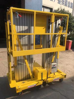 China 10m Portable Aerial Work Platform Manual Pull Mobile Double Mast CE Approval for sale