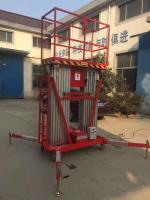 China 8m Double Mast Mobile Hydraulic Work Platform Lift Extensible Boom Platforms Orange for sale