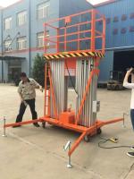 China 8m Double Mast Mobile Hydraulic Work Platform Lift Extensible Boom Platforms Orange for sale