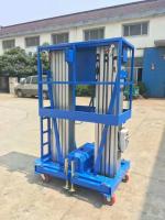 China Manual Pull Double Mast Mobile Aerial Work Platform Portable Boom Lift for sale