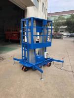 China Manual Pull Double Mast Mobile Aerial Work Platform Portable Boom Lift for sale
