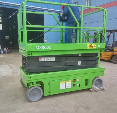 China Electric Mobile Scissor Lift Self Propelled Aerial Work Platform 10m Green for sale