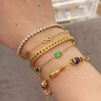 China [HydroTi] Europe and the United States hot selling 18K gold-plated stainless steel zircon bracelet senior sense ins open bracelet titanium steel hand jewelry cross-border bracelet for sale